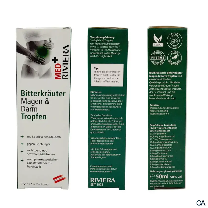 Riviera MED+ Bitterkräuter Magen & Darm Tropfen: Natürliche Hilfe für ...